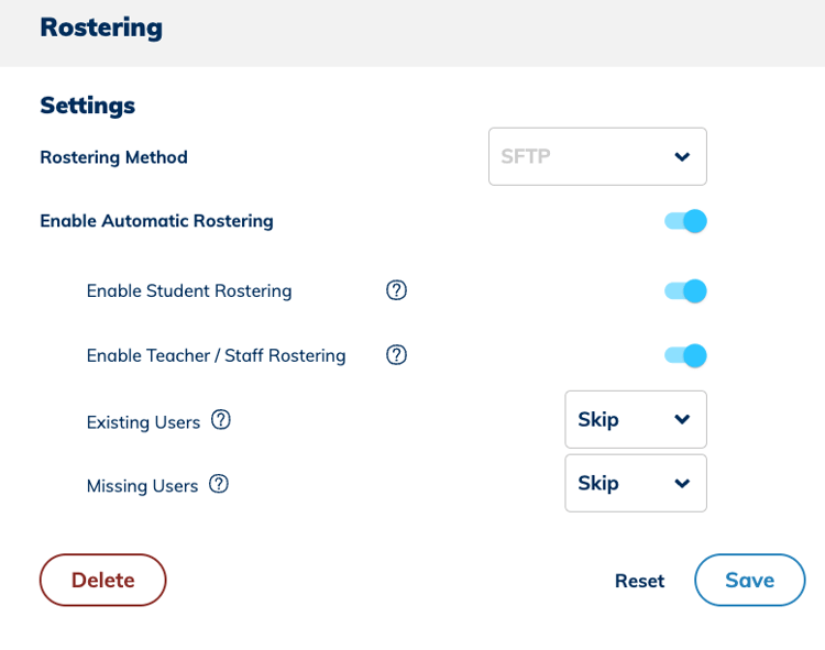 Setting up SFTP for Rostering
